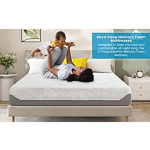 Boyd Sleep 8" RespondaFlex Queen Size Medium Firm Gel Memory Foam Mattress, Cooling Air Flow Layer, and Comfort Support Base, Bed in Box, Fiberglass Free,White