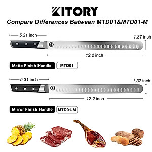 Kitory Slicing Carving Knife - 12" Brisket Knife for Meat Turkey Cutting - Forged German High Carbon Steel Granton Blade - Pakka Wood Handle - Metadrop Series 2024 Gifts
