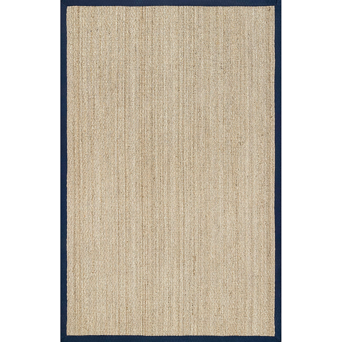 nuLOOM 4x6 Elijah Seagrass Area Rug, Navy, Solid Farmhouse Style, Cotton Bordered, Basketweave, Natural Fiber, For Bedroom, Dining Room, Living Room, Hallway, Office, Kitchen, Entryway