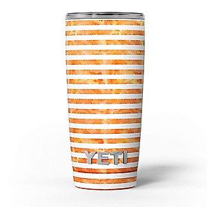 Design Skinz The Orange Watercolor Surface with Horizontal Stripes - Skin Decal Vinyl Wrap Kit Compatible with The Yeti Rambler Cooler Tumbler Cups