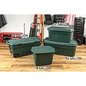 Rubbermaid ECOSense Storage Containers with Lids, 54 Gal Pack of 2, Durable and Reusable Stackable Storage Bins for Garage or Home Organization, Made From Recycled Materials