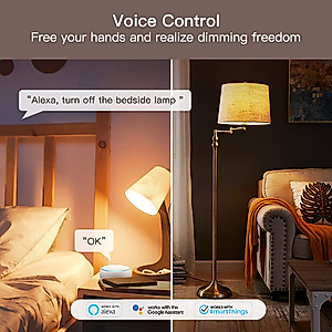 Smart Dimmer Plug 1 Pack, TREATLIFE Dual Outlets Plug-in Lamp Dimmer Switch for Dimmable LED, CFL, Halogen and Incandescent Bulbs, Lamps, String Lights, Max Power 300W, 2.4GHz WiFi Only
