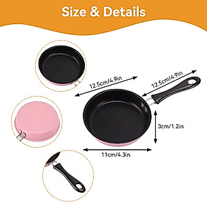 Mini Nonstick Frying Pan, 4.7in Mini Frying Pan Stainless Steel Omelette Pan Round Egg Pan Small Pan for Cooking Small Frying Pan Single Serve Frying Pan Skillet for Eggs Pancakes(pink)