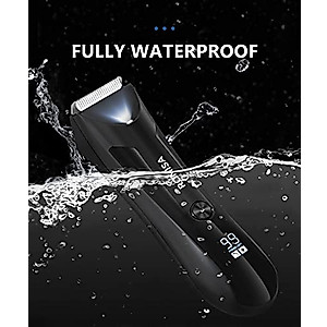 ROMISA Electric Groin Body Hair Trimmer Ball Trimmer for Men USB Recharge Dock Cordless Use Fully Waterproof Replaceable Ceramic Blade Pubic Hair Trimmer Body Groomer Kit for Men