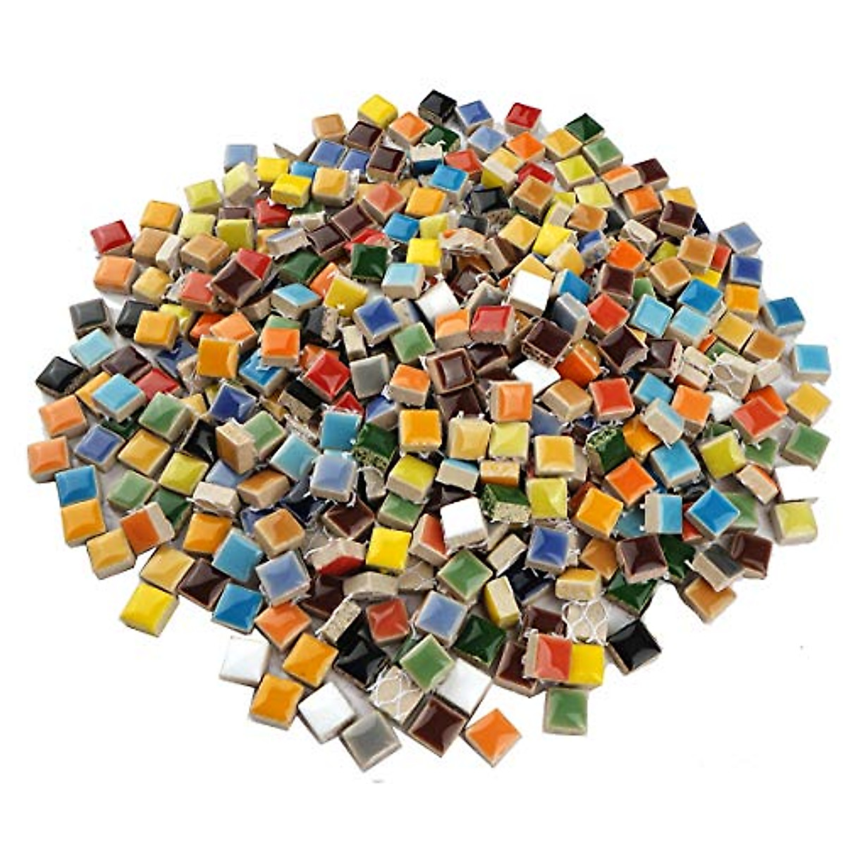 Lanyani Colorful Ceramic Mosaic Tiles for Crafts, 1/2 inch Square Glazed Porcelain Pieces Tile for Mosaics, Covers 1sq.ft
