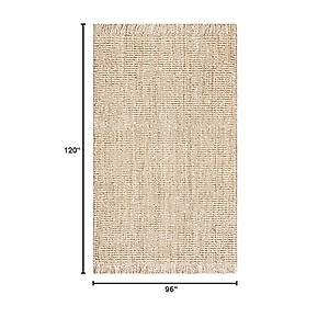 SAFAVIEH Natural Fiber Collection Area Rug - 8' x 10', Natural & Beige, Handmade Woven Fringe Jute, Ideal for High Traffic Areas in Living Room, Bedroom (NF828A)
