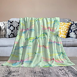 Dragonfly Throw Blanket for Couch Bed Flannel Lap Blanket Lightweight Cozy Plush Blanket for All Seasons 40"x60"