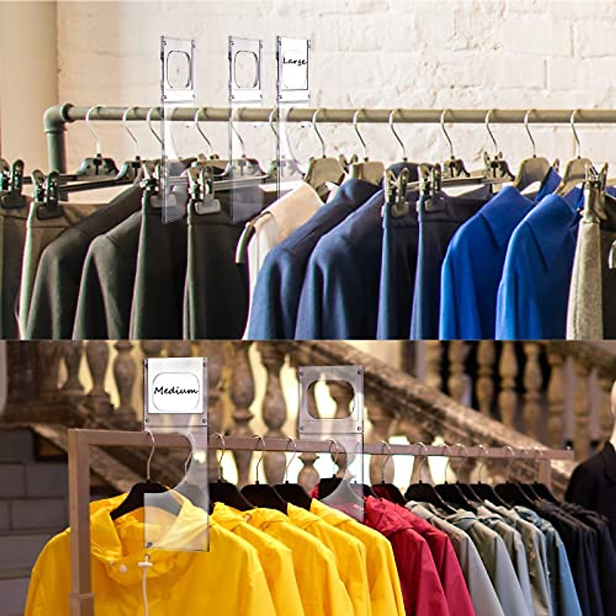 Closet Dividers Plastic Closet Dividers for Hanging Clothes Transparent Rectangle Clothing Rack Size Dividers, Organize Clothes (10 Pack)