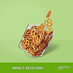 Sistema Tritan Airtight Pantry & Kitchen Storage Containers | 3 Square Plastic Food Containers with Lids (1x 1.3 L + 2x 700 ml) | Stackable | with Locking Clips | BPA-Free