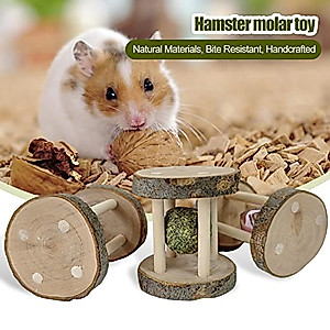 leasote Hamster Rabbit Chew Toy Natural Wooden Play Toy, Wood Teeth Grinding Toy with Bell for Parrot, Rabbit, Chinchilla, Guinea Pig, Hamster Small Animals B