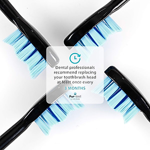 Sonic Clean Brush Replacement Heads Soft Dupont Bristles Four (4) Pack Electric Toothbrush Heads (Black (Diamond Edition))