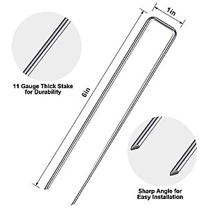 AMAGABELI GARDEN & HOME 6 Inch Garden Stakes Galvanized Landscape Staples 11 Gauge 500 Pack Sod Pins Fence Stakes for Anchoring Weed Barrier Fabric Ground Cover Landscaping Tubing Garden Staples