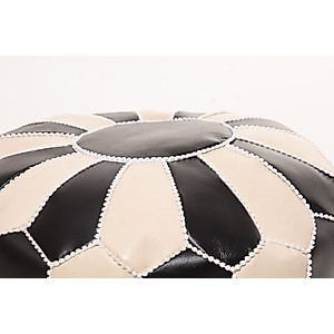 LEATHEROOZE Moderner Leather Pouf Unstuffed Ottoman Moroccan Footstool, Floor Footrest Cushion, Storage Solution - Double Color pouffe(14 * 18 * 18 inch)
