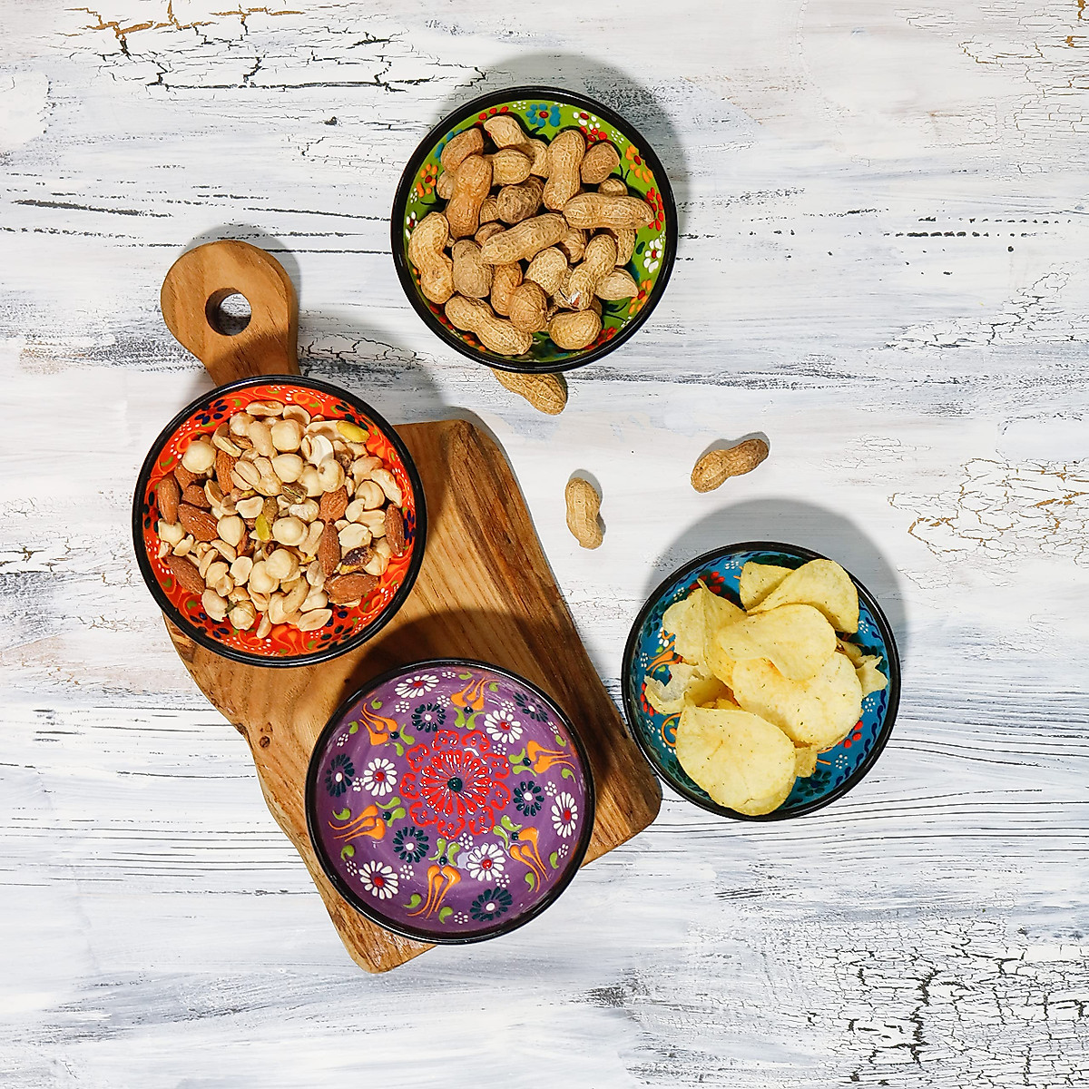 Ali Ceramic Bowls 4.72 Inches Set of 4 Dishwasher Microwave Safe Ceramic Bowls for Cereal Salad,Fruit,Vegetable,Ice Cream,Soup,Yoghurt,Olive,Cheese,Colorful Eating Cup