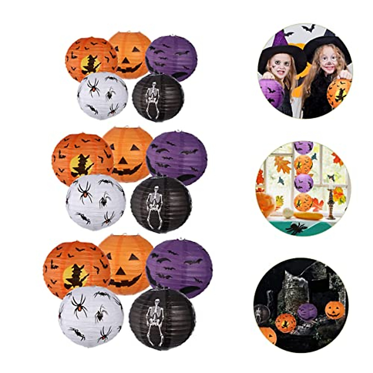 Outanaya 45 pcs Decor Foldable Pendants O- Skeleton Home Scary Indoor Spider O Decoration Jack- Ornament Party Decorations Ornaments Pattern Haunted Bat Decorative Pumpkin Witch Spooky
