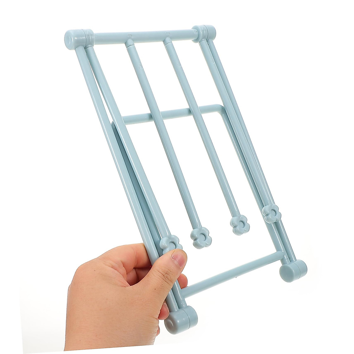 MAGICLULU Hand Towel Holder, Foldable Bathroom Towel Racks, Countertop Towel Stand, Z-Shape Towel Holder for Kitchen Bath Cloth Paper Roll Dishcloth Tower Bar Blue