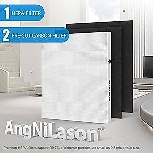 AP-1512HH Replacement Filter H13 Ture HEPA Compatible with Coway AP-1512HH, AP-1518R, AP-1519P, Airmega 200M Air Purifier, Part# 3304899, 1 HEPA Filter + 2 Carbon Pre-Filters