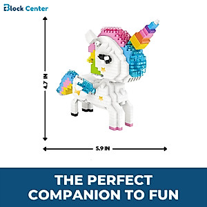 BLOCK CENTER 3D Nano Blocks Unicorn [Upgraded Model], 3D Toy Pet Building Block Set, Nanoblocks and Micro Building Blocks Kit for Kids, Teens, and Adults (640 Pieces)