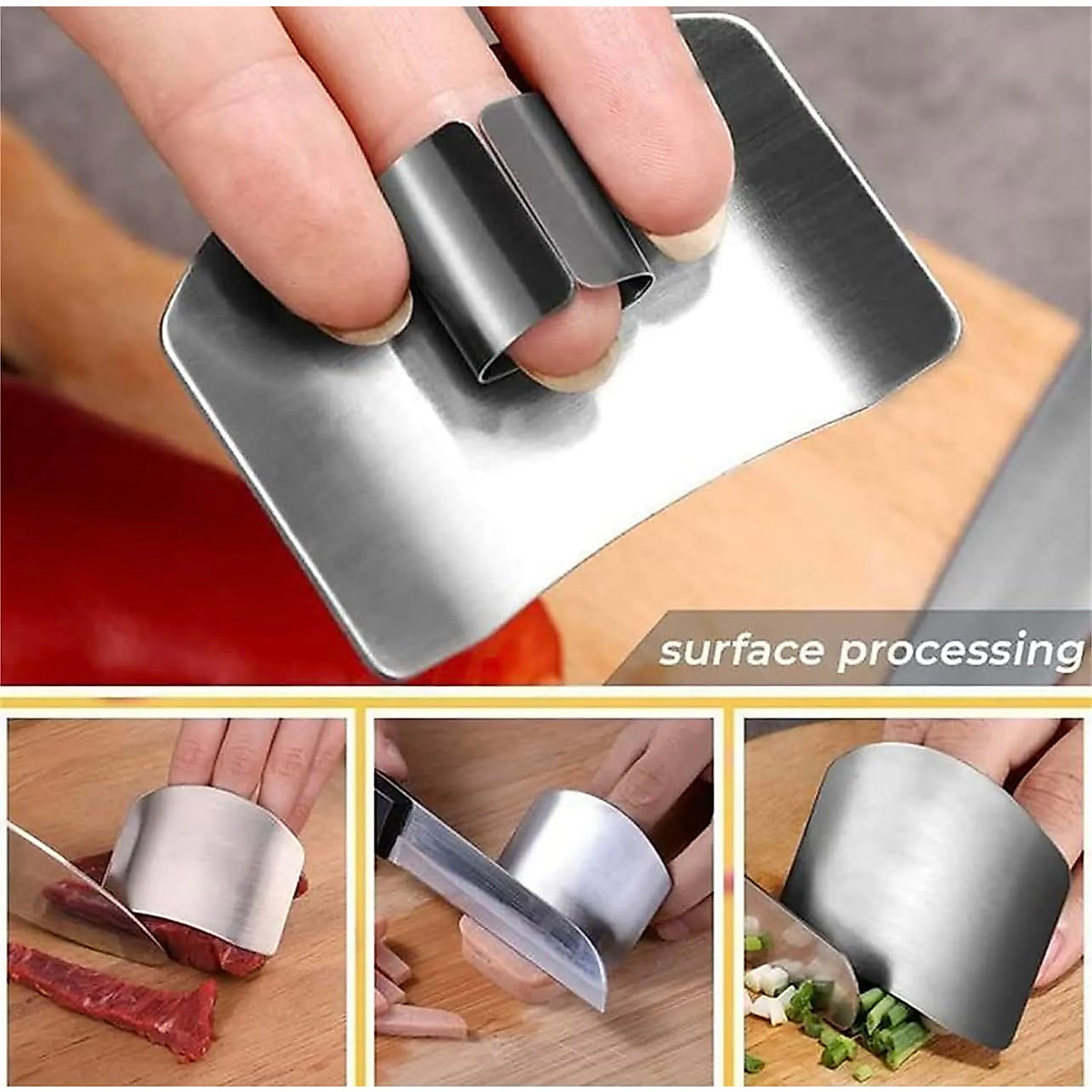 Stainless Steel Thumb Knife Finger Cutter Saver with Knife Guard and Finger Protectors for Cutting Vegetables, Holder for Slicing, Ideal Finger Guards for Kitchen Knives for Secure Food Cuts.