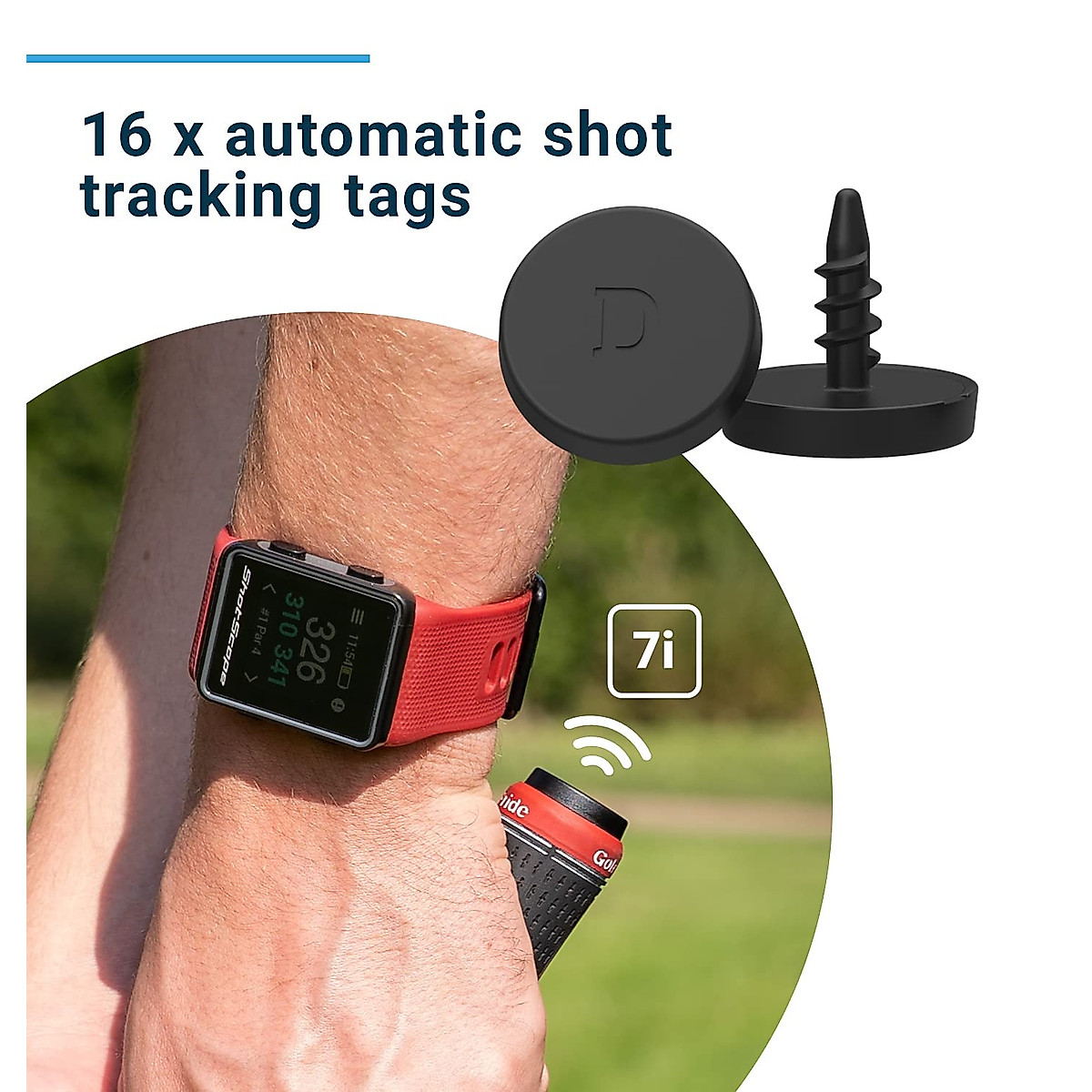 Shot Scope V3 GPS Golf Watch - Automatic Shot Tracking - F/M/B + Hazard Distances - Strokes Gained - iOS and Android Apps - 100+ Statistics, 36,000+ Pre-Loaded Worldwide Courses - No Subscriptions