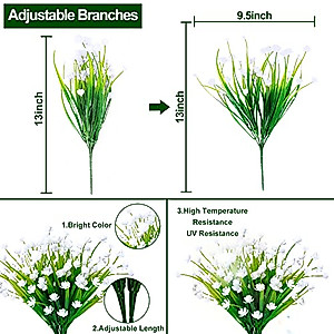 TURNMEON 8Pcs Corn Flower Artificial Flowers Outdoor UV Resistant Fake Flowers,Faux Plastic Flower Greenery Shrubs Plants for Indoor Outside Planter Home Garden Window Box Porch Summer Decor(White)