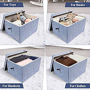 MULISOFT Large Storage Bins with Lids, 3 Packs Stackable Storage Bins with Labels and Lock, Collapsible Storage Boxes, Cube Storage for Home, Closet, Bedroom, Office (16.6x13x9.84)