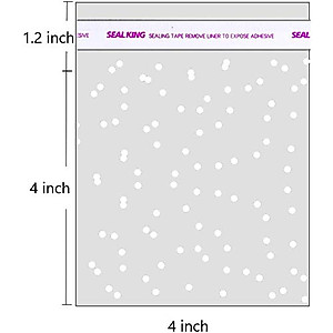 White Polka Dot Clear Bags OPP Plastic Party Bag for Bakery, Candy, Soap, Cookie (4 x 4 inches, 200 pcs)