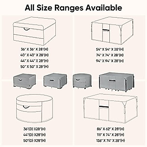 PTEROMY Waterproof Patio Table Cover, Heavy Duty 600D Canvas Patio Furniture Covers for Outdoor Dining Table and Chairs (Pewter Gray, 136''x 74'')