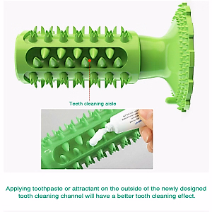 Zozostore Dog Toothbrush Squeaky Chew Toys – 2020 Upgraded Sonic Puppy Teeth Cleaning Stick - Natural Rubber Dental Care Toothbrush, with 2PCS Straw Cleaning Brush.