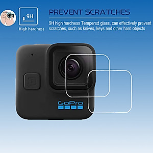 aMagisn Silicone Case Bag Screen Protector for GoPro HERO11 Black Mini Tempered Glass Film Cover Shield (1+2)