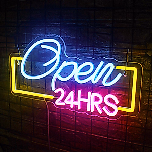 JURONGYILU Open 24 HRS Neon Sign Led Neon Lights for Wall Decor USB Light Up Signs for Business Bedroom Home Bar Shop Salon Hotel