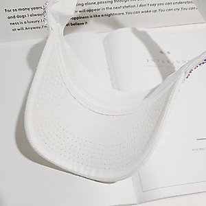 Gudessly Shiny Rhinestones Sport Sun Visor Adjustable Summer Cap Visor Caps for Women Men White