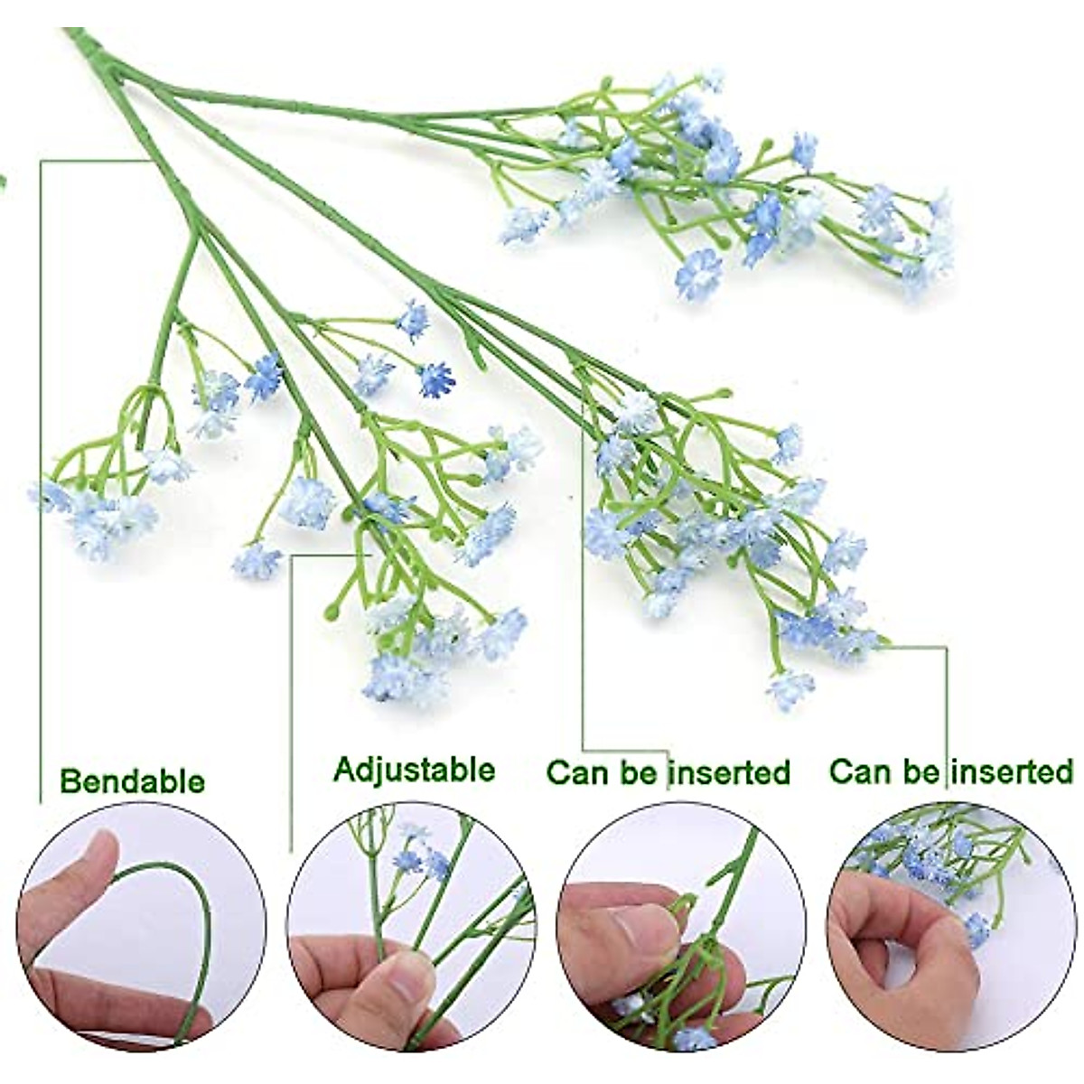LYLYFAN Babys Breath Artificial Flowers,12 Pcs Gypsophila Real Touch Flowers for Wedding Party Home Garden Decoration