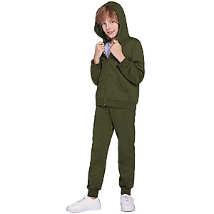 Boyoo Boys' 2 Piece Athletic Tracksuit Jogging Sets Outfit Sweatsuit Zip Up Hoodie and Active Pants for Kids 5-14 Years