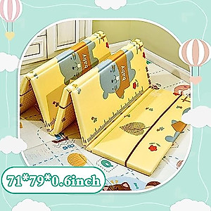 Xifanmiy Foldable Foam Baby Play Mat, 79 * 71 inch 0.6'' Thicken Extra Large Waterproof Activity Playmats for Babies,Toddlers, Infants,Baby Play Mat for Floor Indoor Outdoor