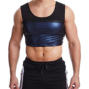 Cgtfy Gynecomastia Compress Tank Top For Men Slimming Body Shaper Vest Chest Abdomen Compression Tank Top (Blue,XXL/3XL)