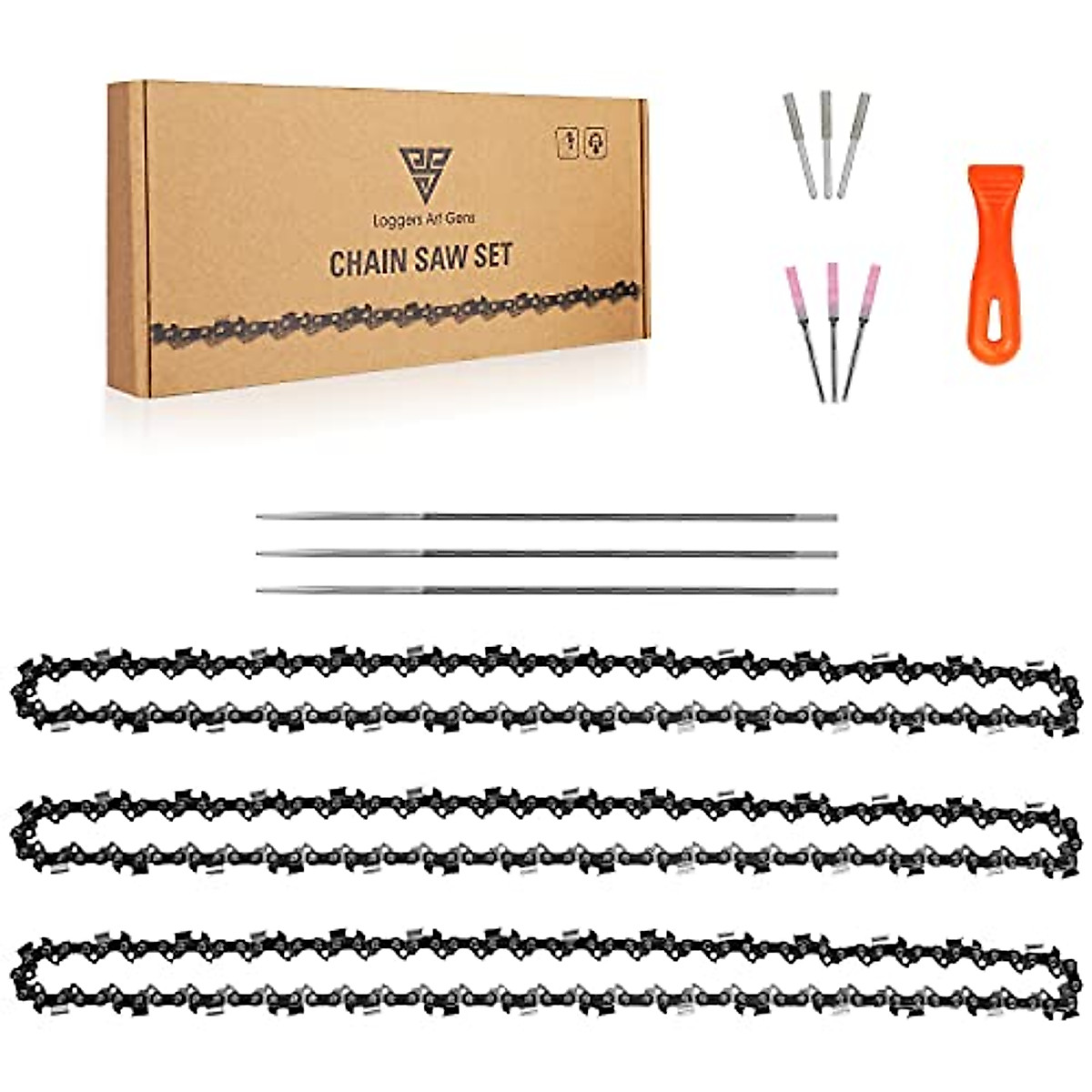 Loggers Art Gens 3 Pack 14 Inch Chainsaw Chains 3/8 LP .050" 52 Drive Links Fits Craftsman/Sears, Echo, McCulloch, Poulan, Homelite, Ryobi