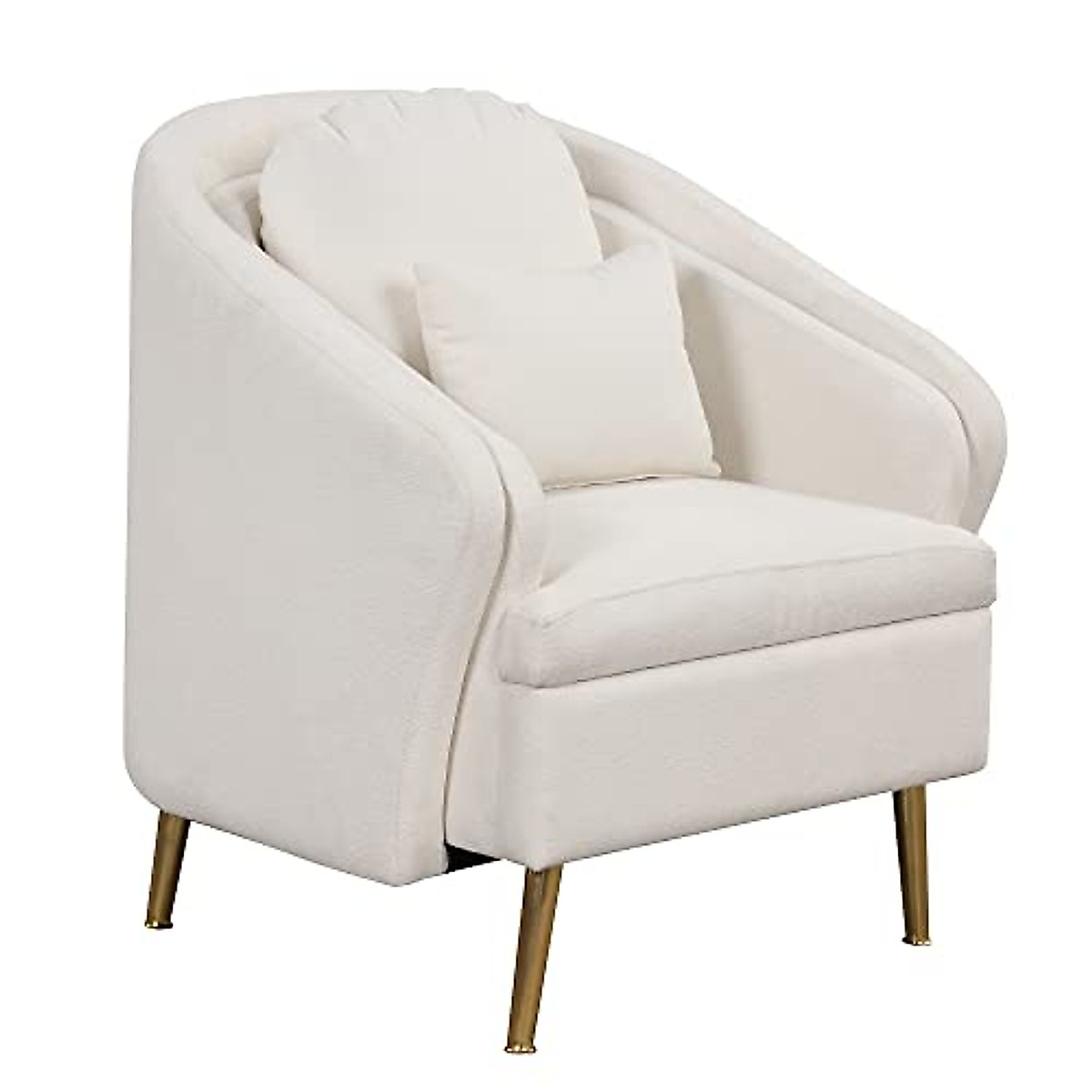 Goohome Mid Century Modern Accent Chair Single Sofa Comfy Upholstered Armchair Living Room Furniture, ReadingChair with Lumbar Pillow and Metal Legs for Bedroom, Lounge