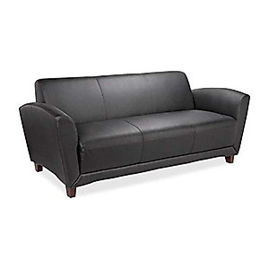 Lorell Leather Reception Sofa, 44" Height X 31" Width X 44" Length, Black