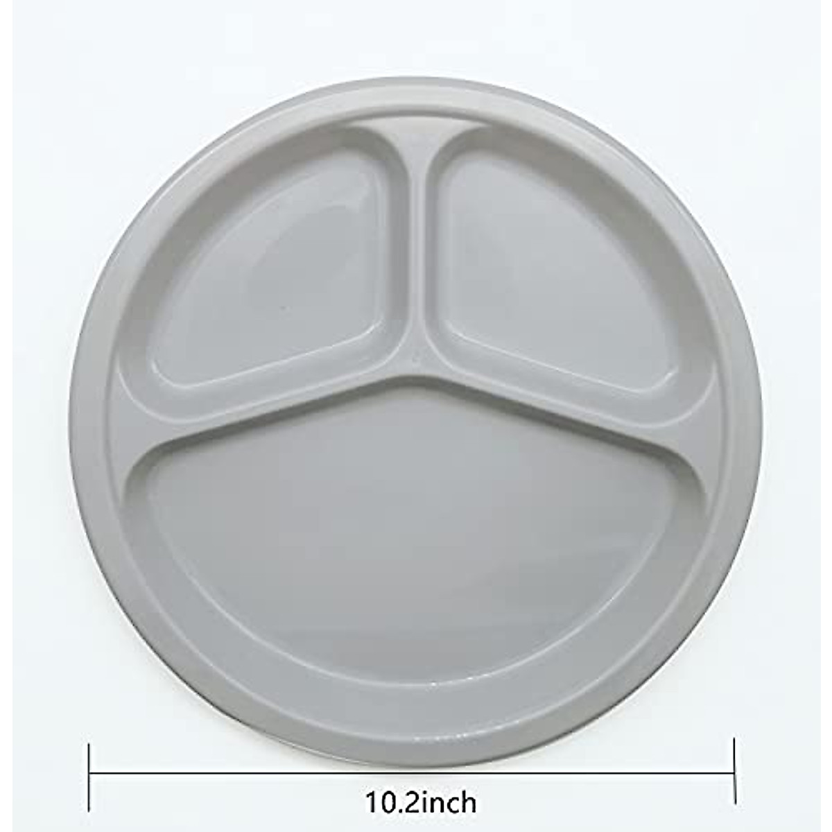 Zdesign Divided Plates for Adults(4 Pack) Portion Control Plates Divided Plastic Plates College Dorm Room Essential Apartment Essentials 9 3/4 Inch Reusable Dishes Set Microwave Safe(Gray)