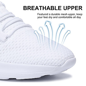 Oltyutc Womens Tennis Shoes Non Slip Running Shoes Lightweight Workout Gym Shoes Women Fashion Sneakers for Travel Work Walking White 7