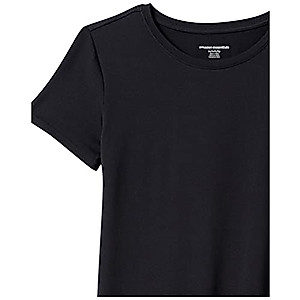 Amazon Essentials Women's Tech Stretch Short-Sleeve Crewneck T-Shirt (Available in Plus Size), Pack of 2, Black, Large