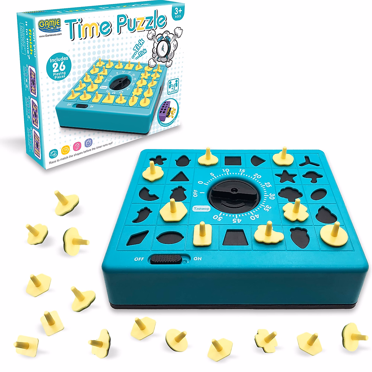 Gamie Time Game, Pop Up Board Game with Shape Matching Puzzles for Kids, Early Education Toys for Boys & Girls, Teaches Shape Recognition & Deductive Reasoning, Great Birthday for Kids