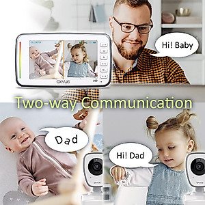 AXVUE HD Video Baby Monitor, 720P HD Image Quality, 5.0" IPS Screen Monitor & 2 Camera, Range up to 1000ft, 24 Hour Battery Life, 2-Way Talk, Split Screen, Night Vision, Temperature Monitor, No WiFi.