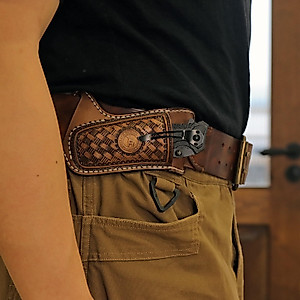 Tourbon Leather Pocket Knife Sheath for Belt Large Folding Knives Holder Carrier Case EDC Tools Holster