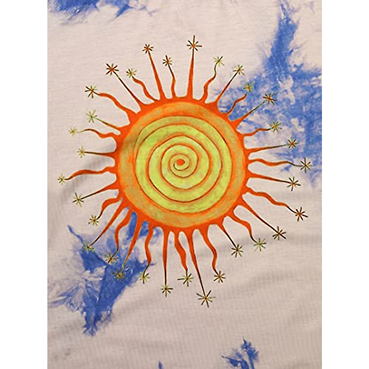 Remidoo Women's Casual Crewneck Short Sleeve Sun and Moon Print Tie Dye Oversized Graphic Top T-Shirt Blue Grey XX-Large