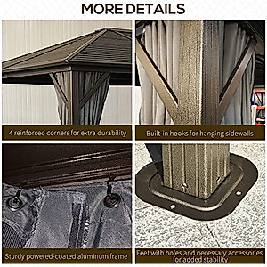 Outsunny 10' x 12' Hardtop Gazebo Canopy with Galvanized Steel Roof, Aluminum Frame, Permanent Pavilion Outdoor Gazebo with Hooks, Netting and Curtains for Patio, Garden, Backyard, Gray