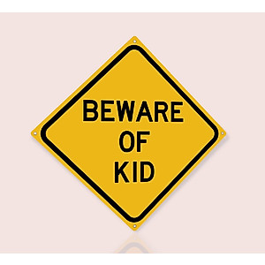 Toothsome Studios Beware of Kid 12" x 12" Funny Tin Sign Home Boys Girls Bedroom Decor
