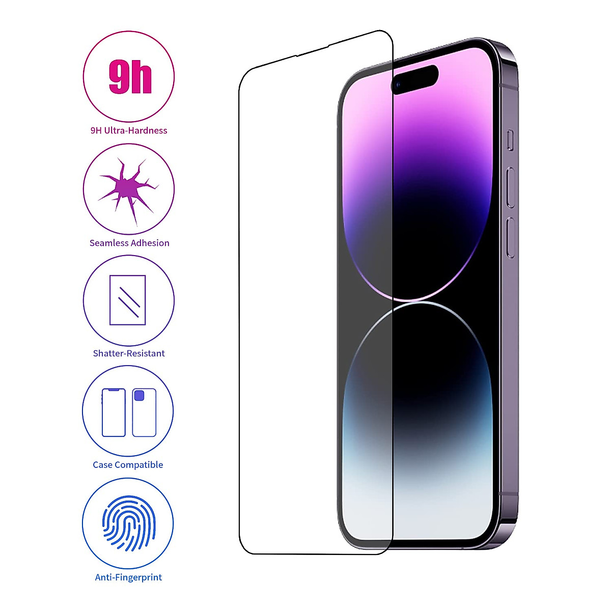 Rackora Tempered Glass Screen Protector 2-Pack Compatible for iPhone 14 Pro Max Screen Protector HD Easy Installation High Definition Anti-Scratch Anti-Impact Tempered Glass Film