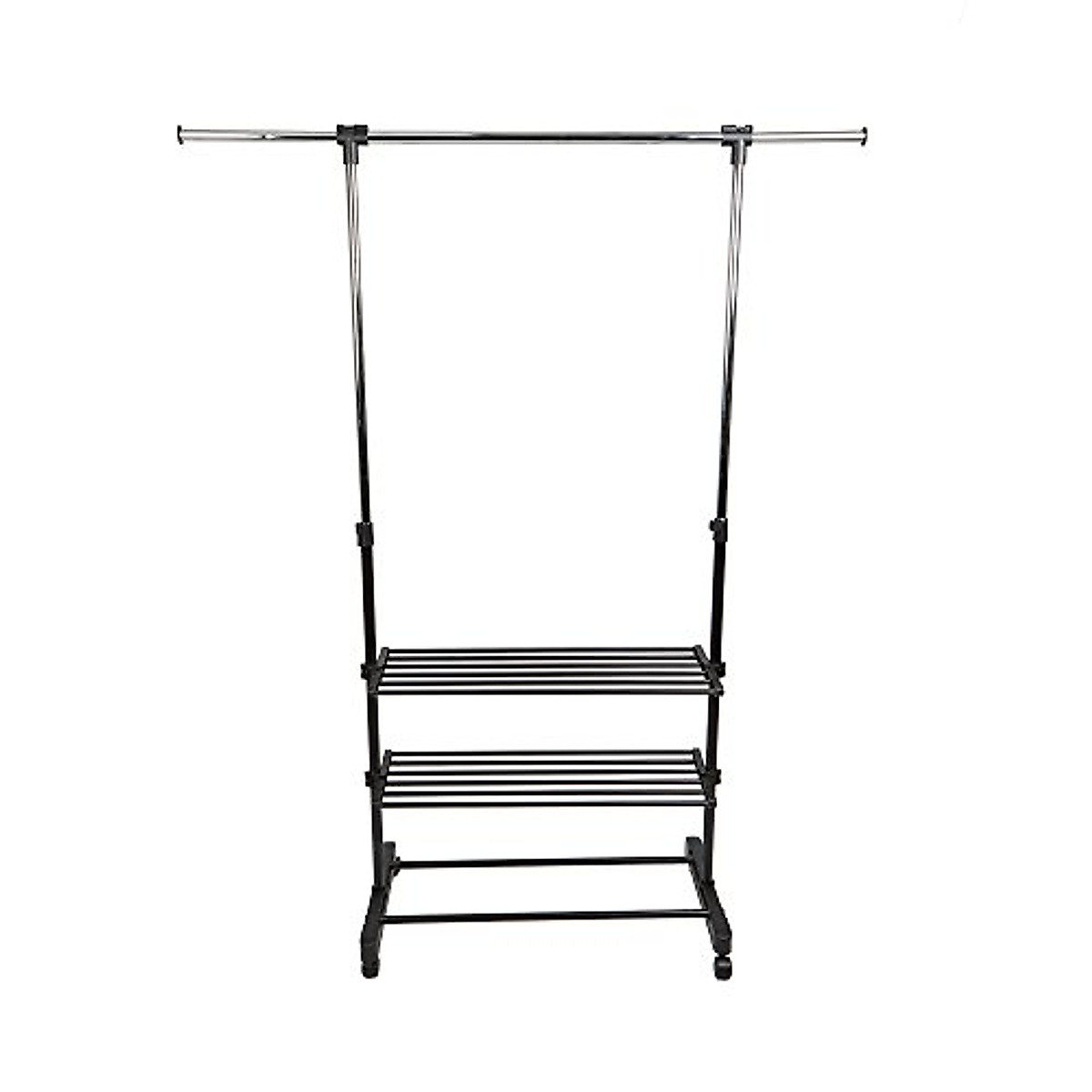 Mind Reader Rolling Garment Rack with 3 Shelves, Silver/Black